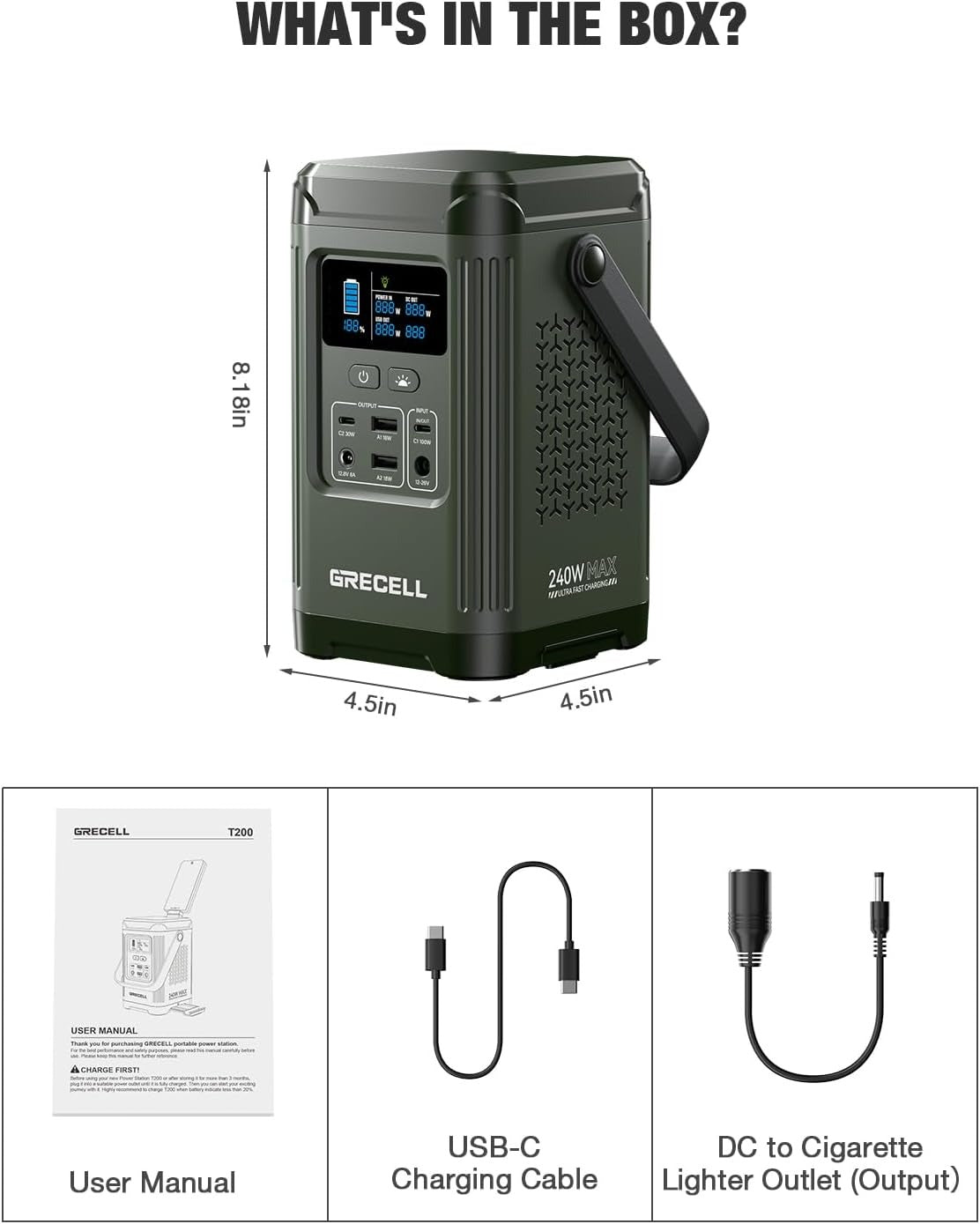 240W Portable Power Station | Grecell – GRECELL