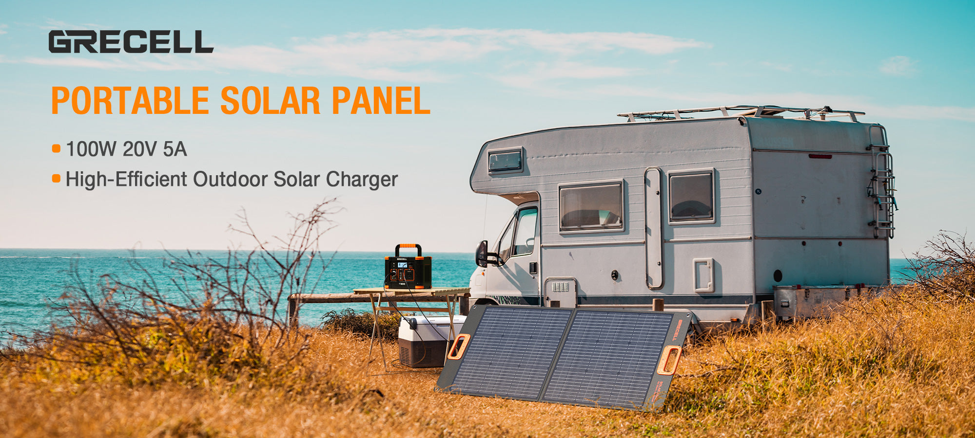 GRECELL 100W Portable Solar Panel for for Outdoor Camping - GRECELL