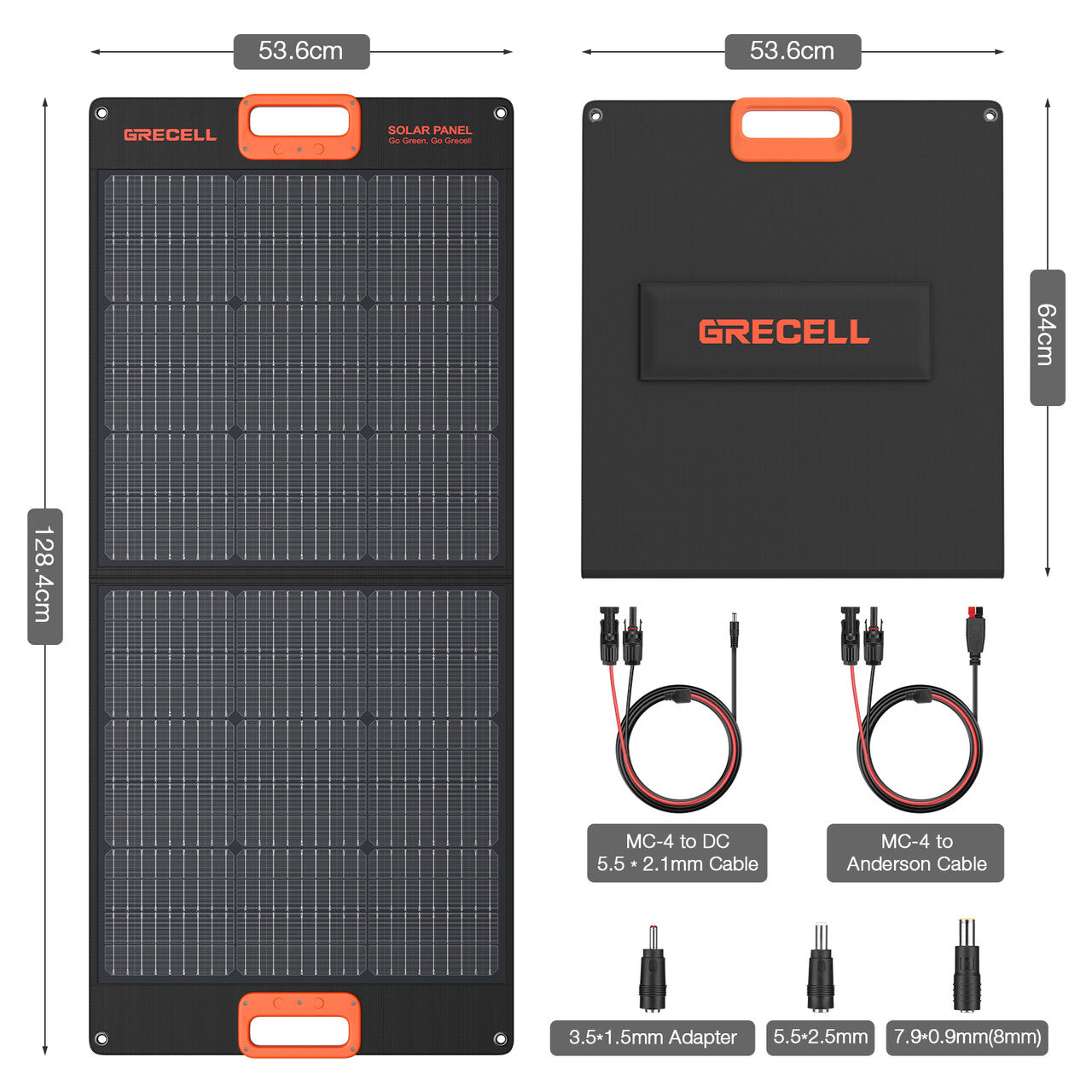 GRECELL 100W Portable Solar Panel for for Outdoor Camping - GRECELL